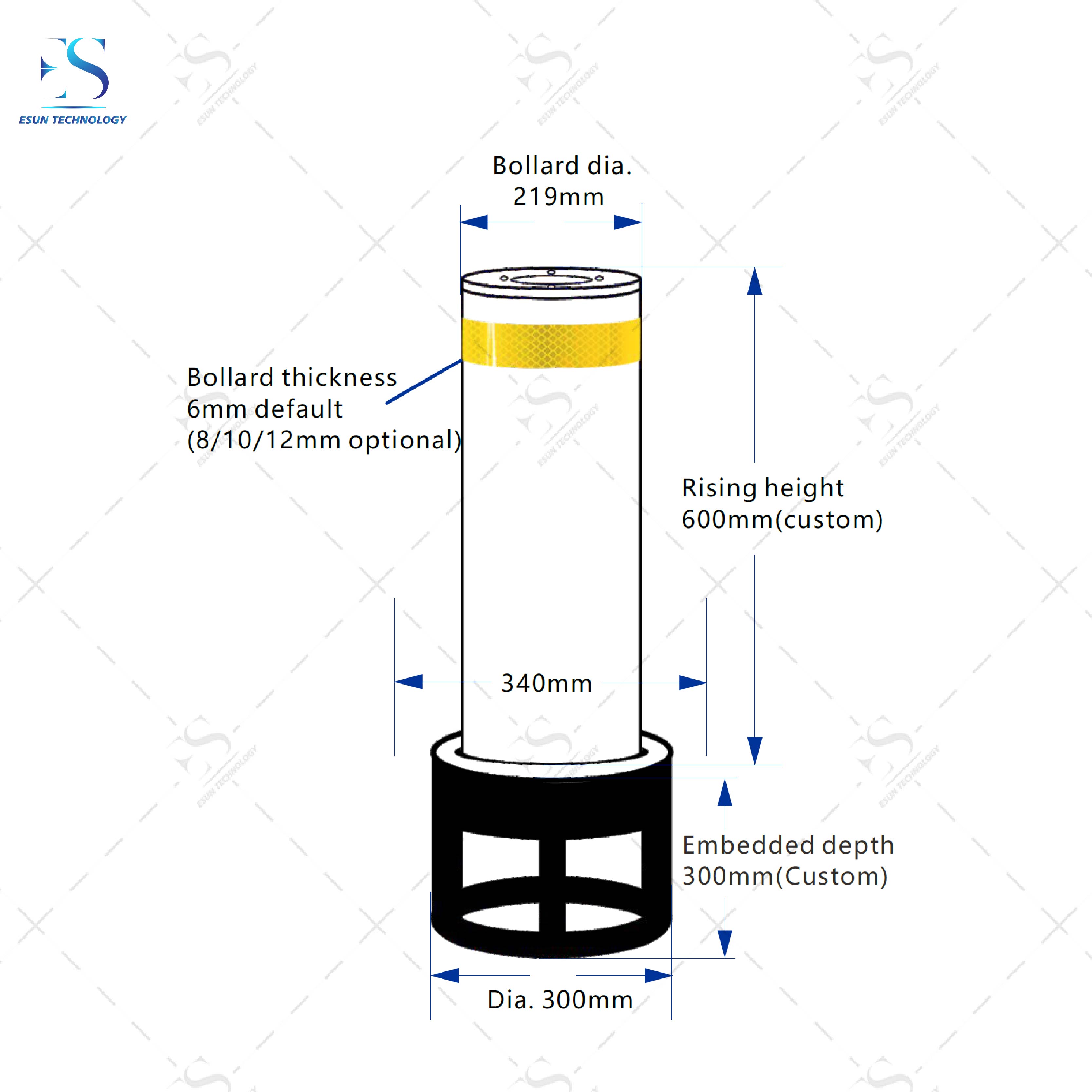 ES-B33 Embedded Fixed Bollard - 我的网站